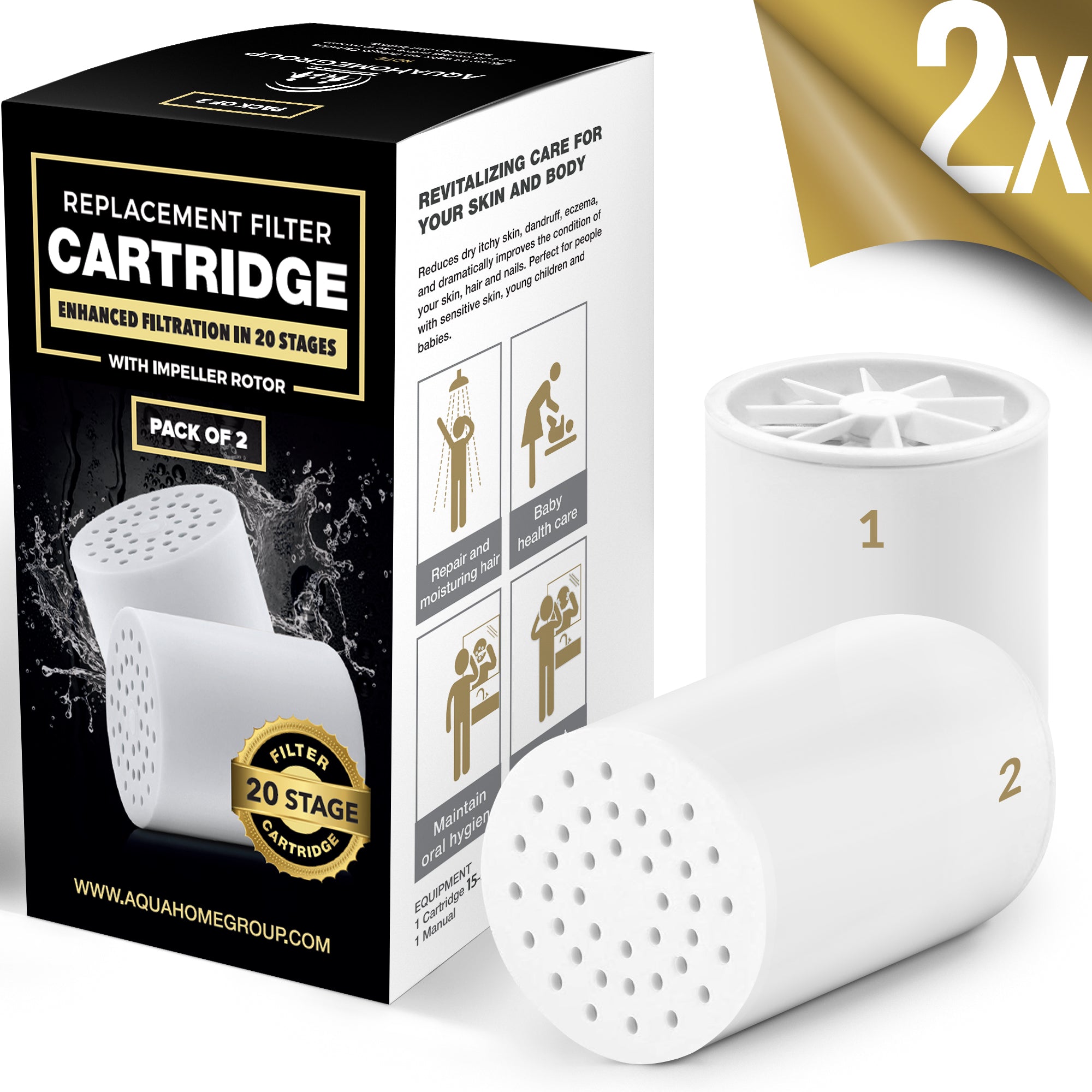 15 Stage Replacement Cartridge for Shower Filter - 2-Pack 🔵